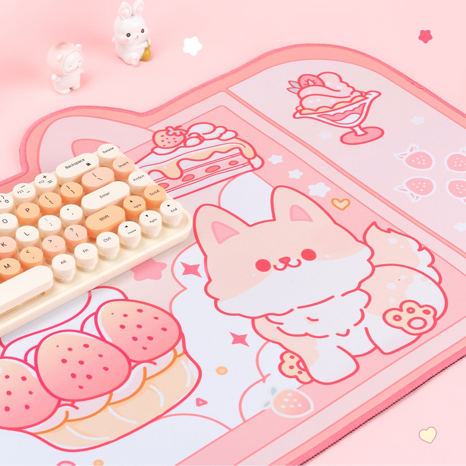 Kawaii Strawberry Dessert Fox Desk Pad – Kore Kawaii