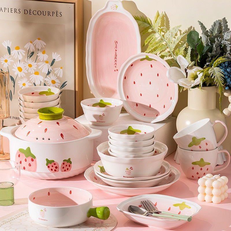 Kawaii Strawberry Ceramic Tableware – Kore Kawaii